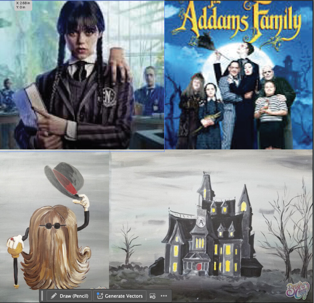 A Creepy & Crafty Night: Addams Family Paint & Sip | Art events | Brush ...